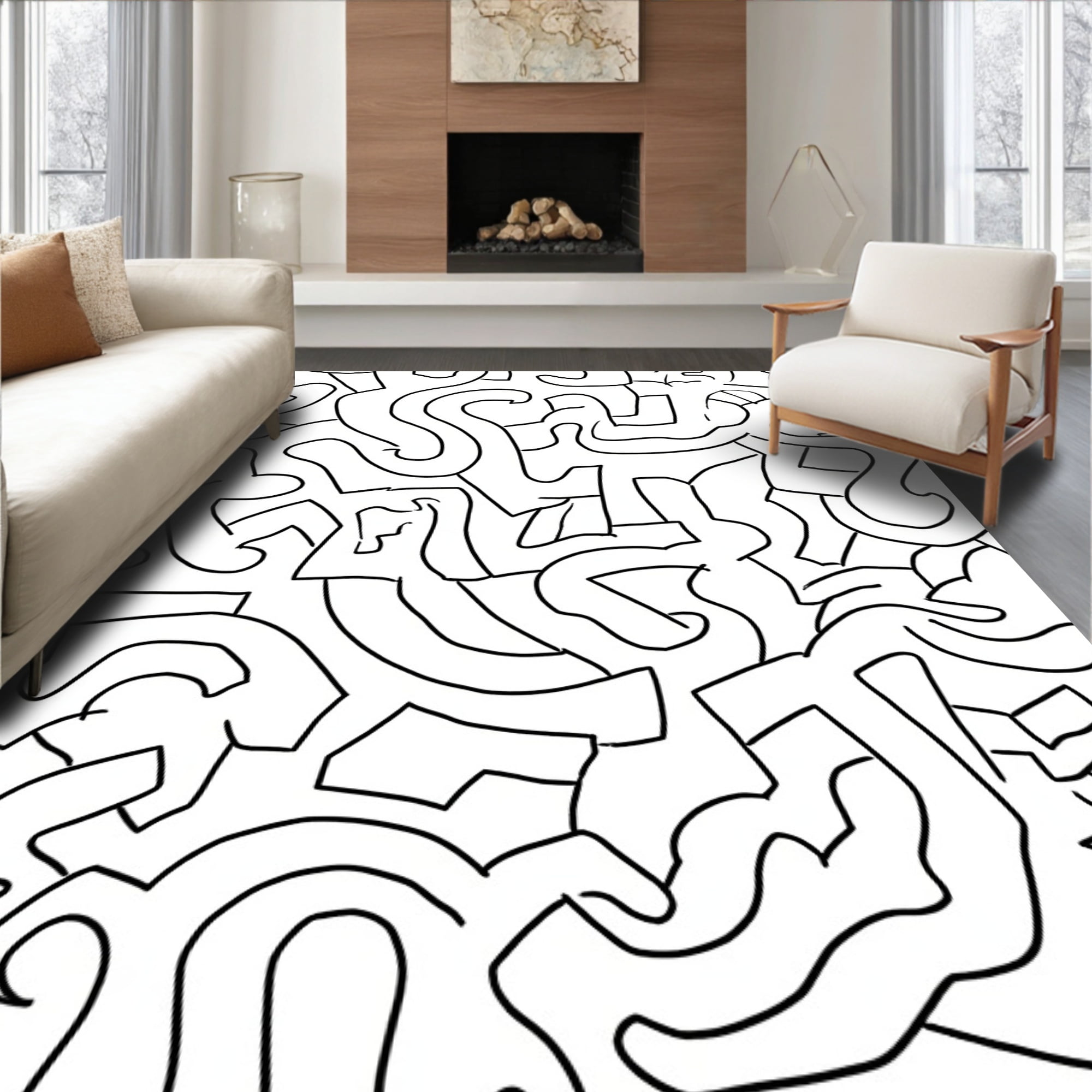 ODIKA 8'x10' Machine Washable Non-Slip Area Rug, Brindle Faux Skin ...