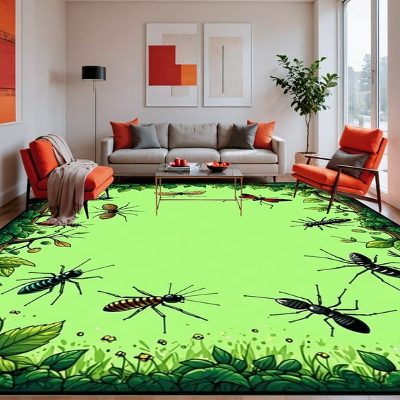 Flatwoven High Traffic Area Rug, Bug Safari Floor Mat Interlocking ...