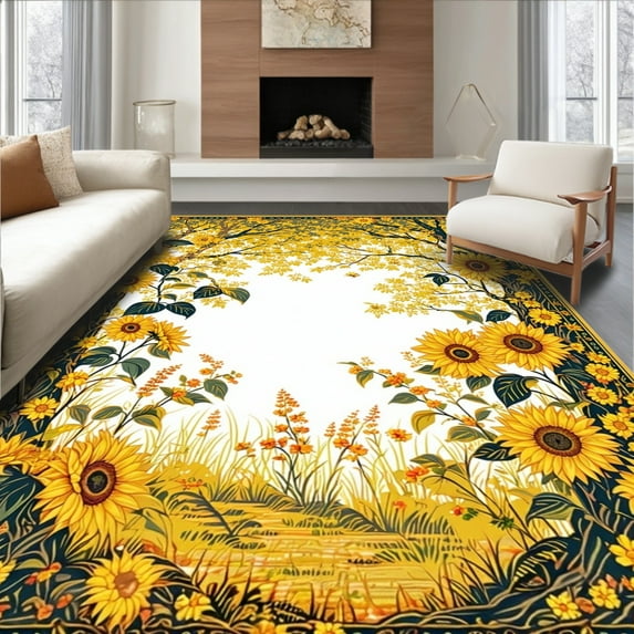 Flatwoven High Traffic Area Rug, Captivating Floret Carnival Mystery ...