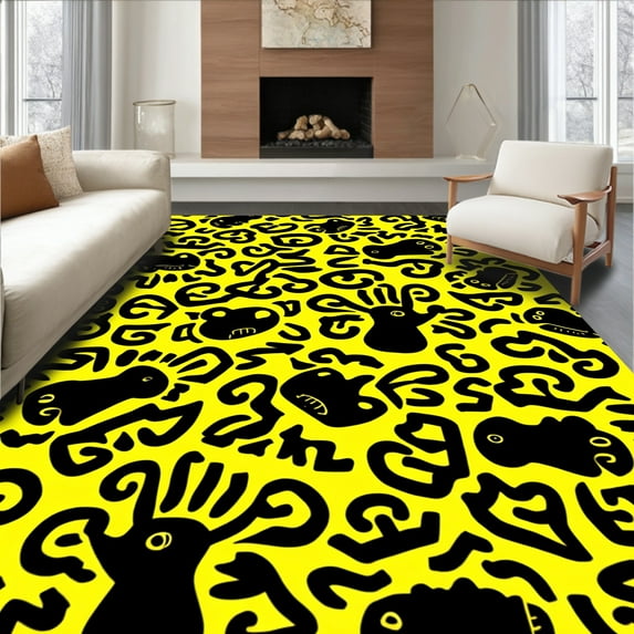 Flatwoven High Traffic Area Rug, Cartoon Safari Wonder with Bold ...