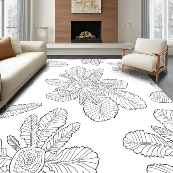 Flatwoven High Traffic Area Rug, Celestial Bloom Abstract Floral Design ...
