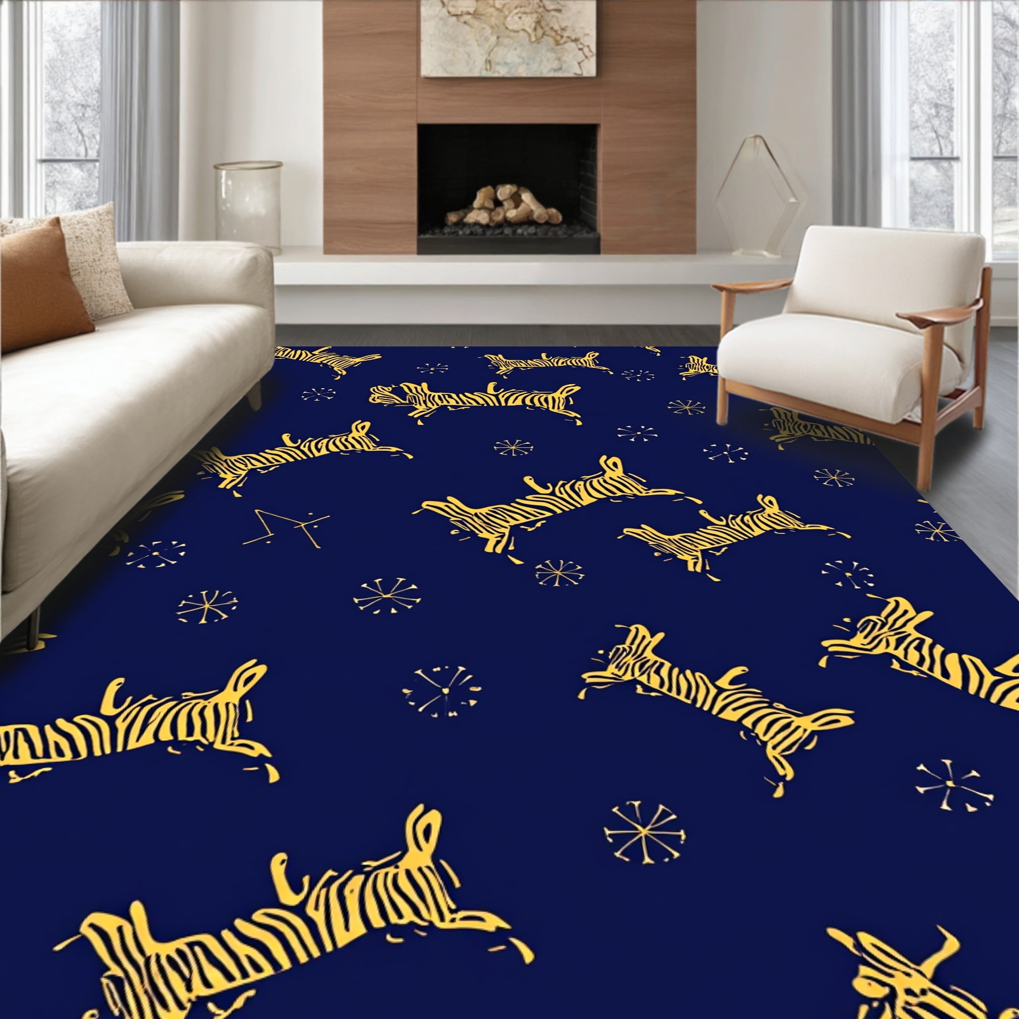 Flatwoven High Traffic Area Rug, Celestial Tiger Midnight & Bronze ...