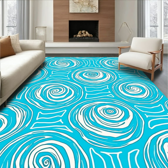 Flatwoven High Traffic Area Rug, Cerulean Lagoon Creature, Non Slip ...