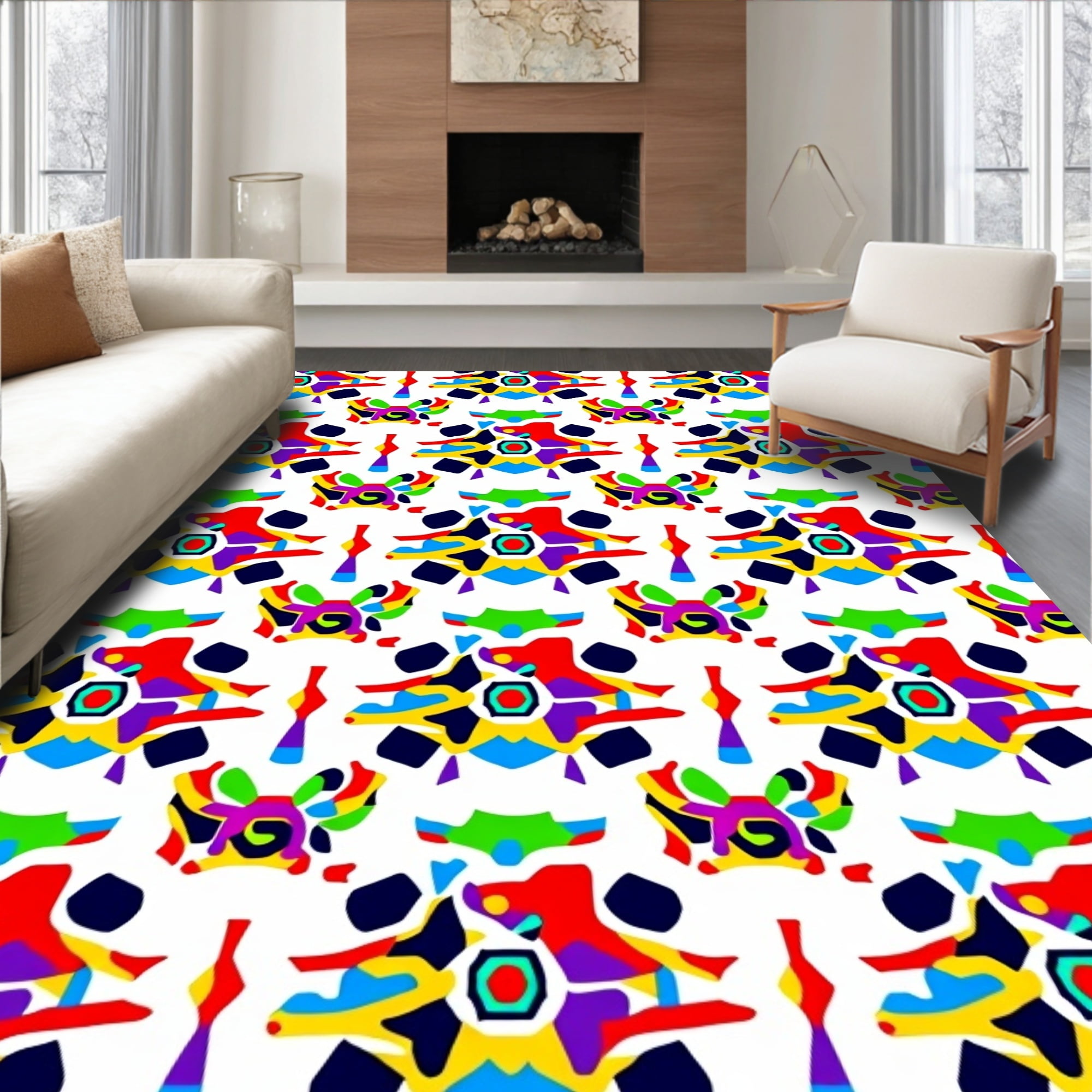 Flatwoven High Traffic Area Rug, Charming Interlocking Hexagons with ...