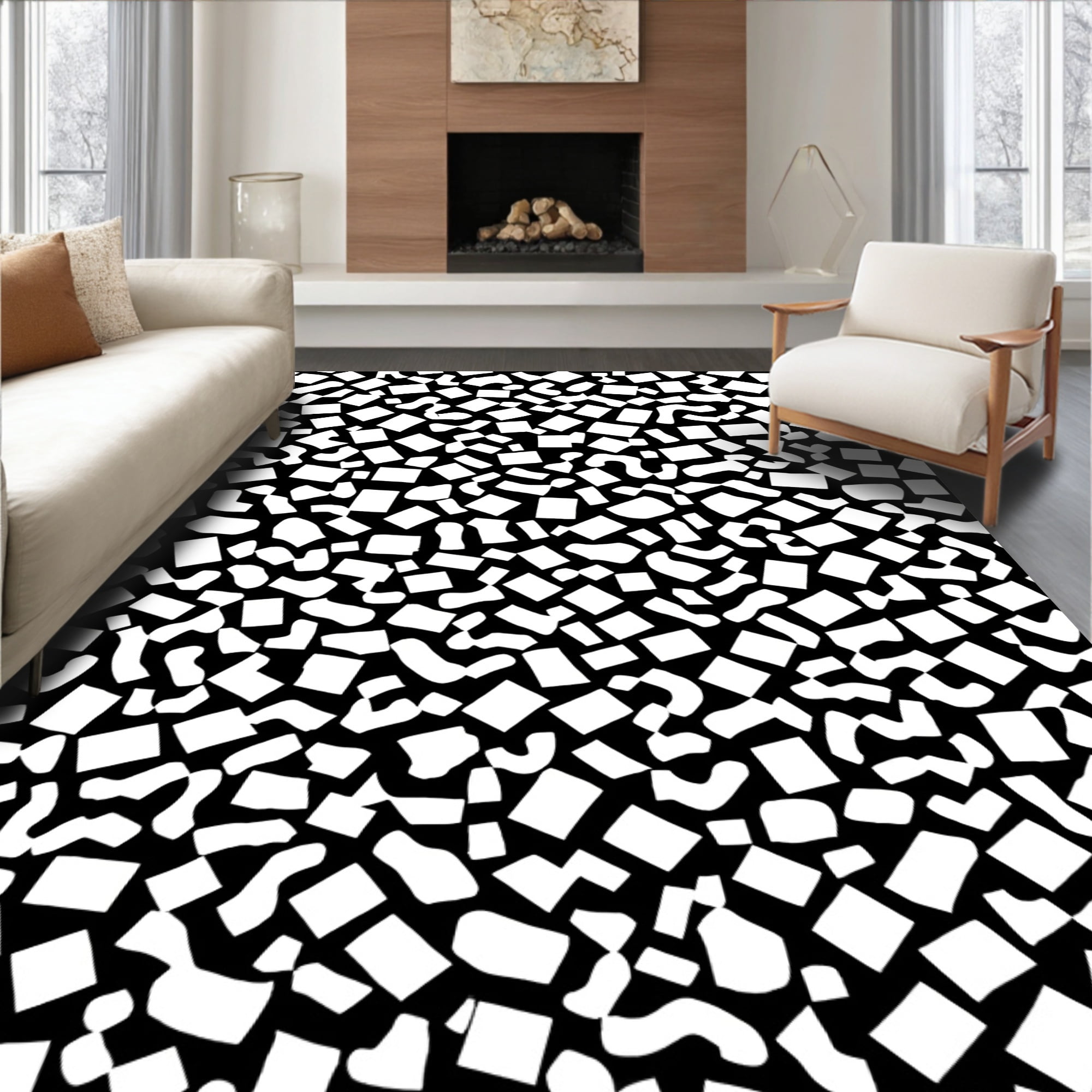 Flatwoven High Traffic Area Rug, Charming Interlocking Spotted Design ...