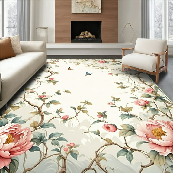 Flatwoven High Traffic Area Rug, Chateau Garden Vinework with ...