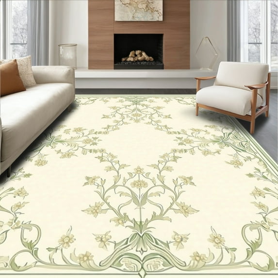 Flatwoven High Traffic Area Rug, Chateau Scrollwork Medallion with ...