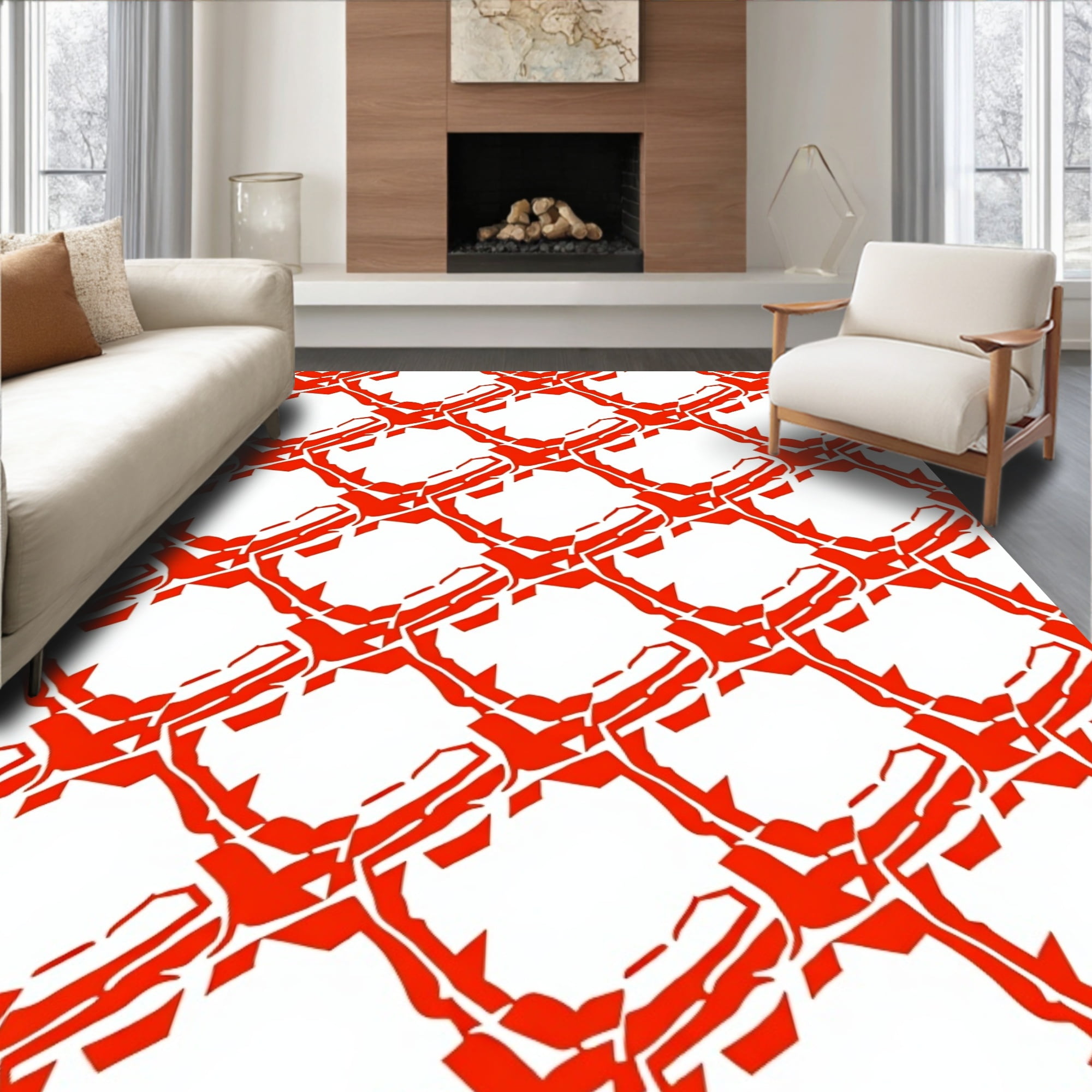 Flatwoven High Traffic Area Rug, Checkered Diamond Lattice Machine Area ...