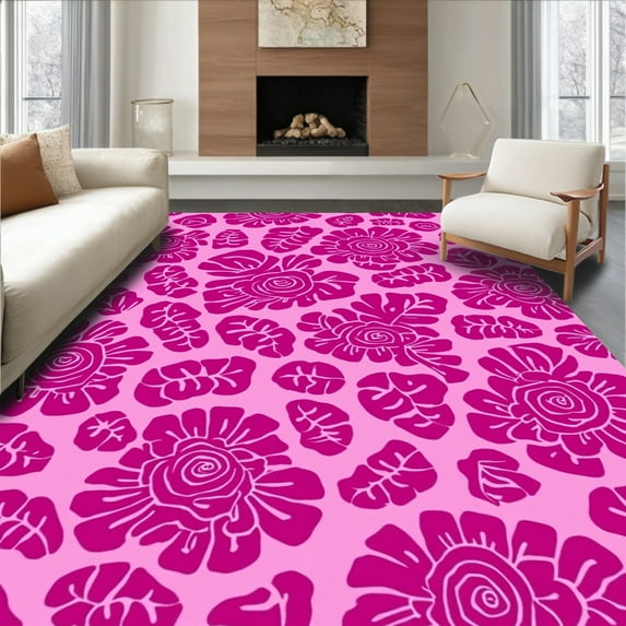 Flatwoven High Traffic Area Rug, Cheetah Rose Abstract Feline Floral ...