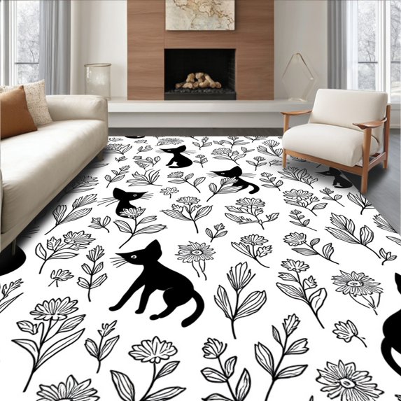 Flatwoven High Traffic Area Rug, Chic Animal Inspired Floral ...