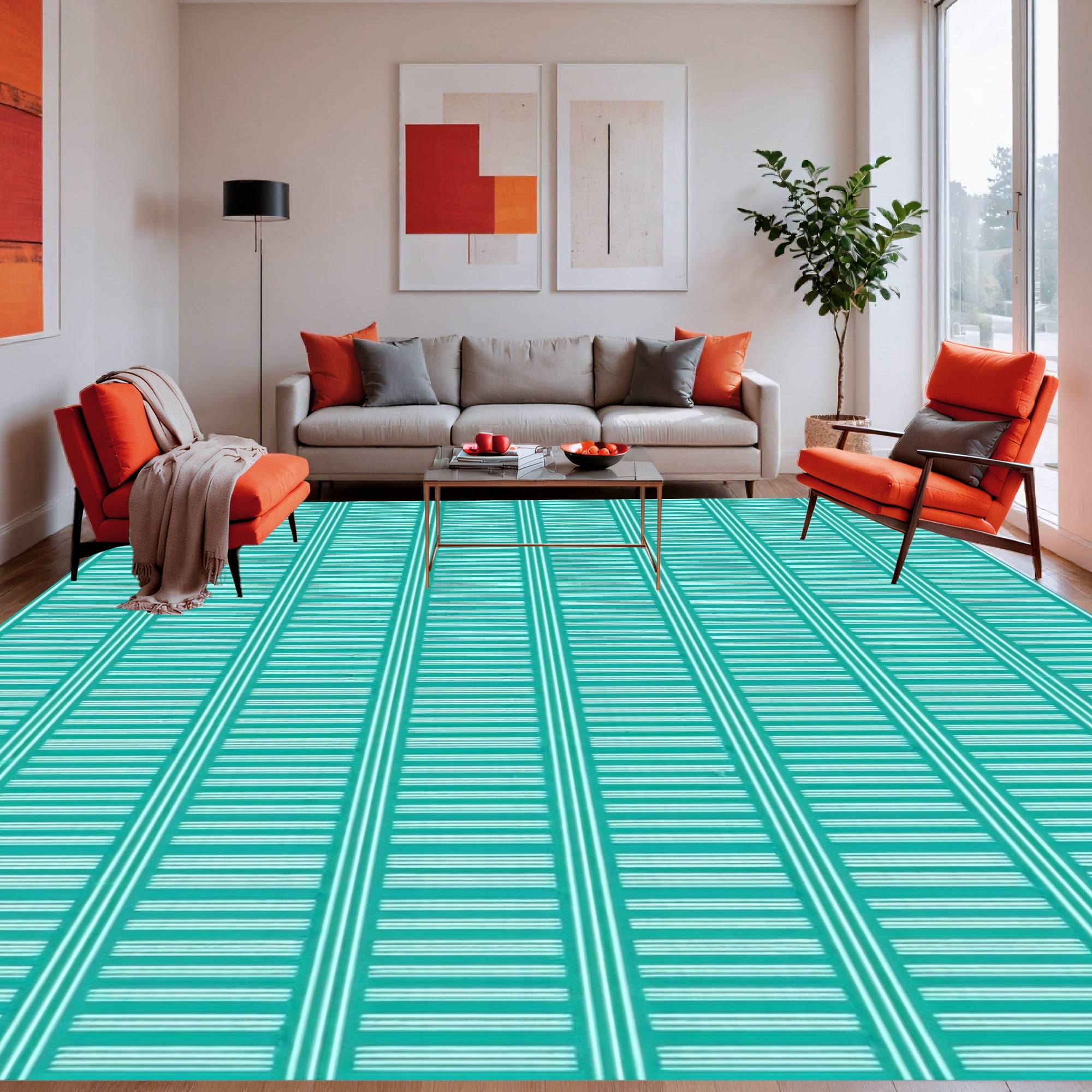 Flatwoven High Traffic Area Rug, Chic Geometric Shapes with Bold Color ...
