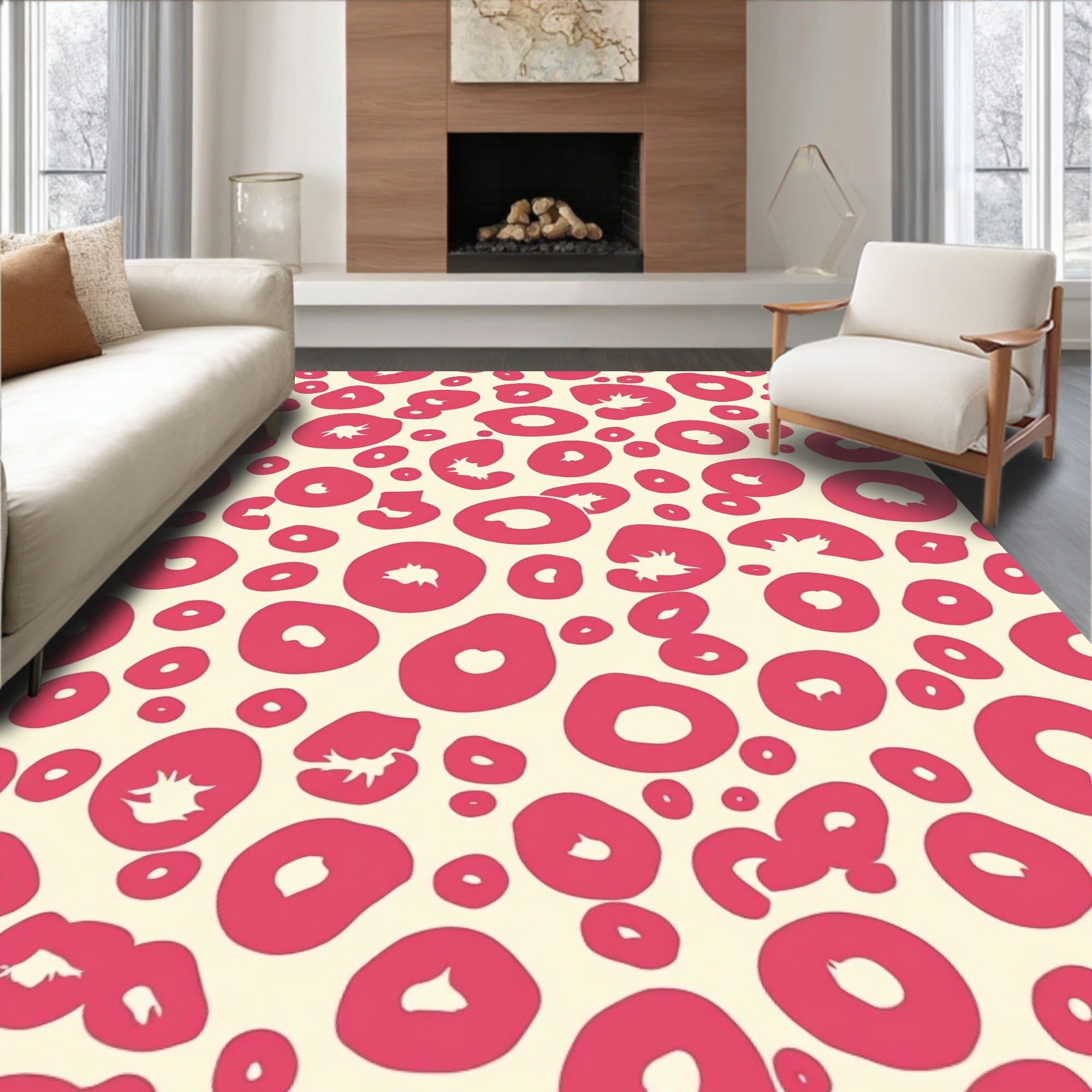 Flatwoven High Traffic Area Rug, Chic Pink Cheetah Design for ...