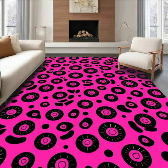 Flatwoven High Traffic Area Rug, Chic Pink Cheetah Print Floor Mat with ...