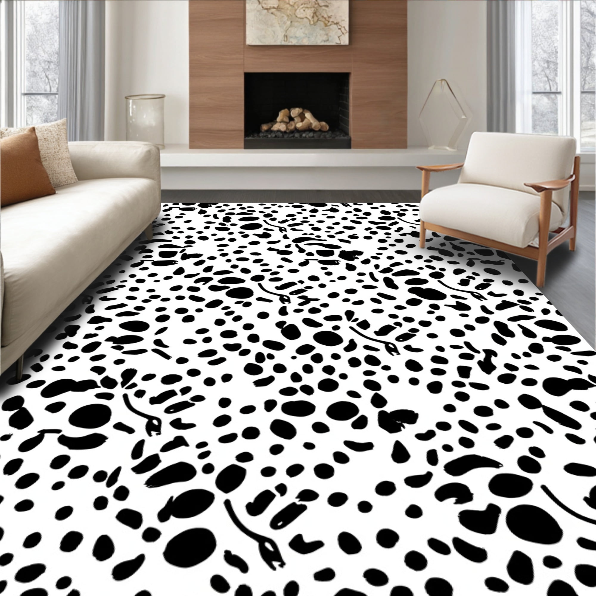 Flatwoven High Traffic Area Rug, Classic Spotted Contrast with Dotted ...