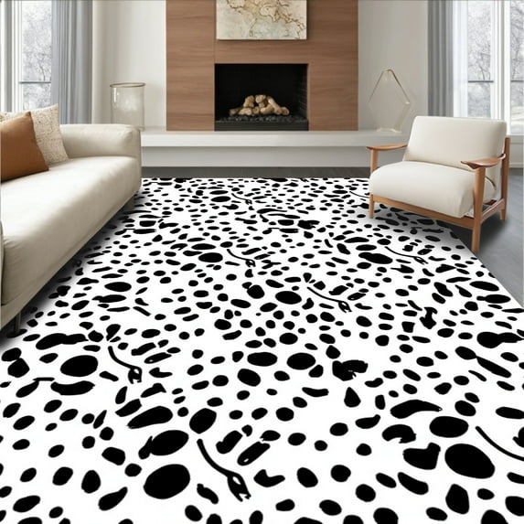 Flatwoven High Traffic Area Rug, Classic Spotted Contrast with Dotted ...
