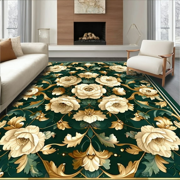 Flatwoven High Traffic Area Rug, Classic Victorian Inspired Floral ...