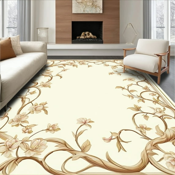 Flatwoven High Traffic Area Rug, Classic Vine Interlock with Whimsical ...