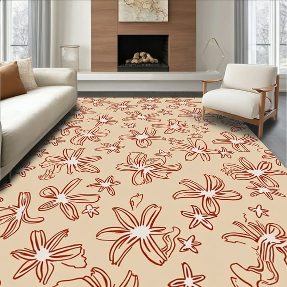 Flatwoven High Traffic Area Rug, Coastal Star Cluster Patterned, Non ...