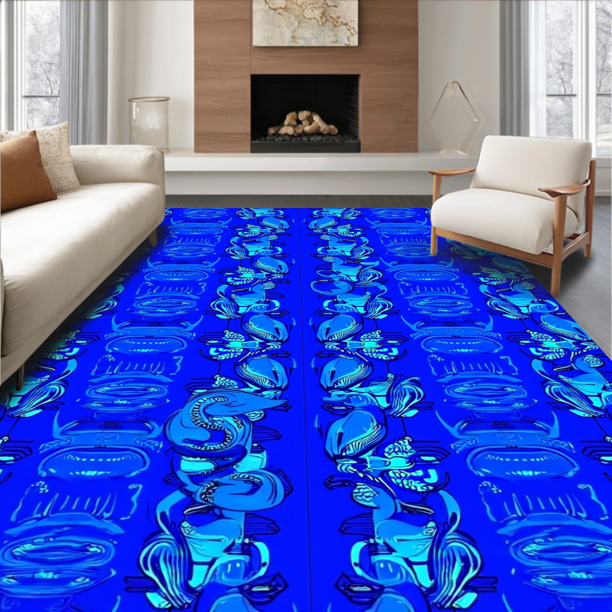 Flatwoven High Traffic Area Rug, Coiled Reptile Symphony Decorative ...