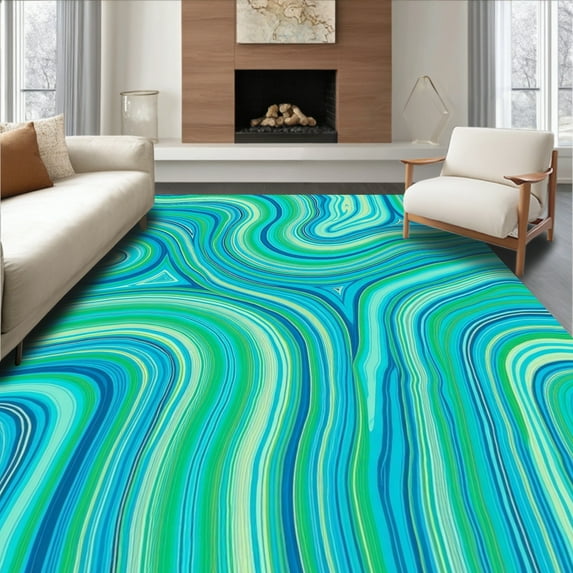 Flatwoven High Traffic Area Rug, Contemporary Abstract Ripple Design ...
