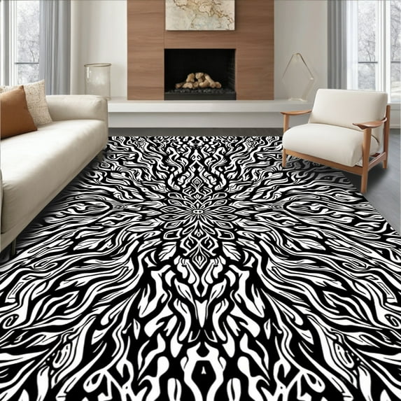 Flatwoven High Traffic Area Rug, Contemporary Artistic Design with ...