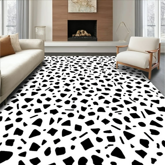 Flatwoven High Traffic Area Rug, Contemporary Dalmatian Spot Inspired ...
