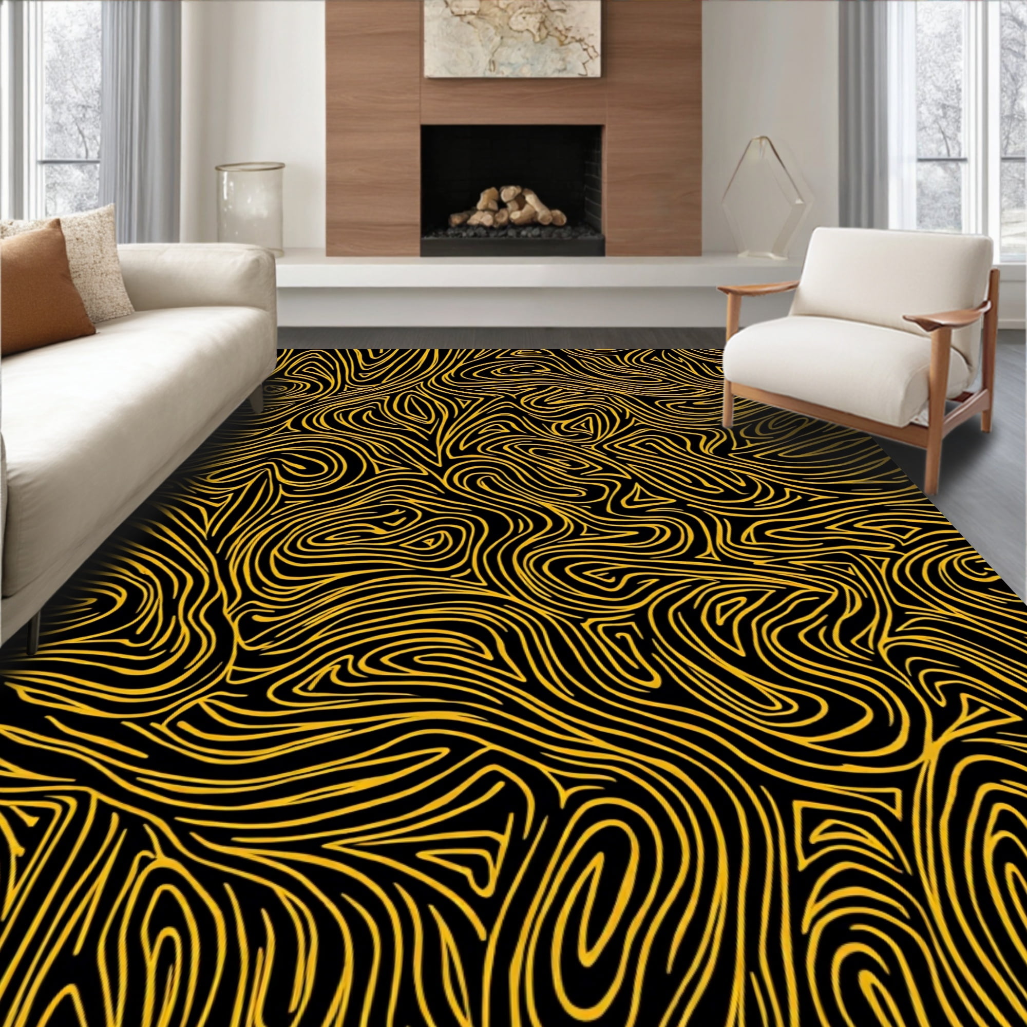 ODIKA 8'x10' Machine Washable Non-Slip Area Rug, Contemporary Exotic ...