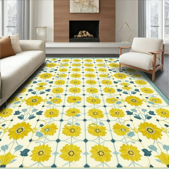 Flatwoven High Traffic Area Rug, Contemporary Floral Lattice with ...