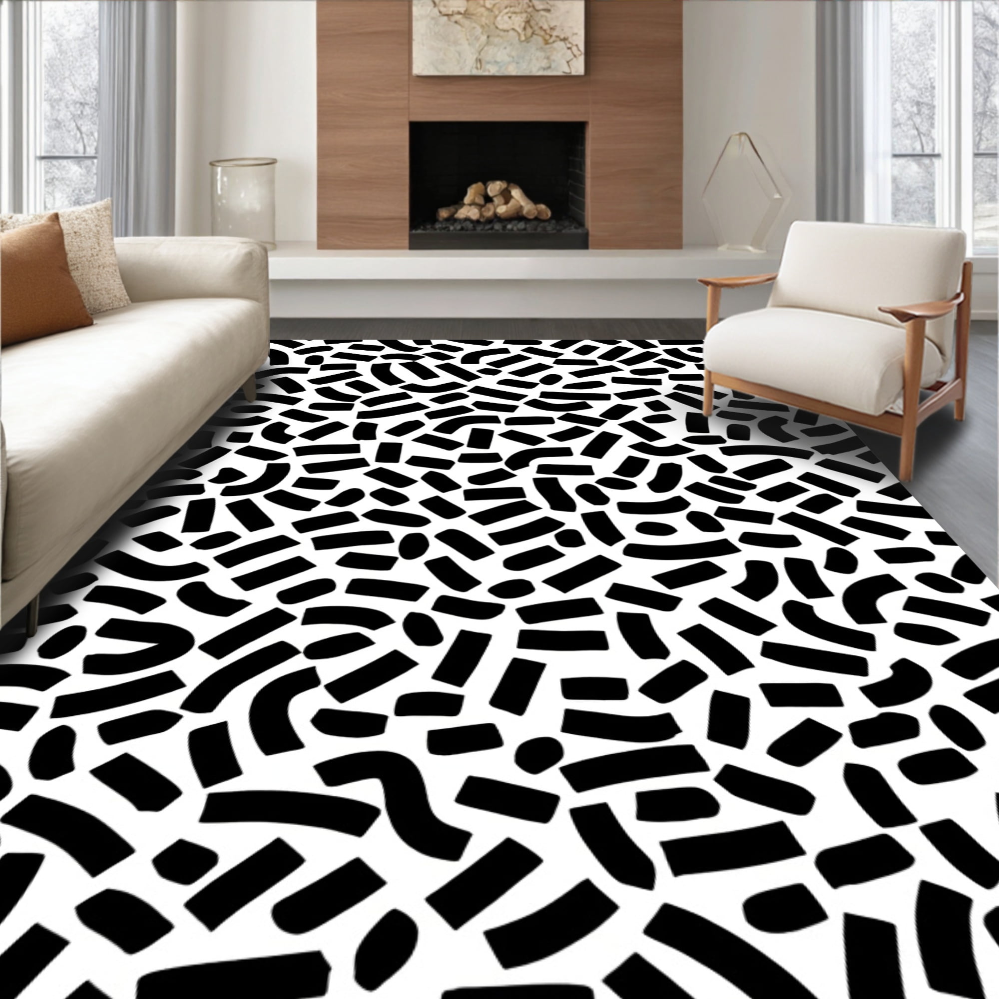 ODIKA 5'x7' Machine Washable Non-Slip Area Rug, Contemporary ...