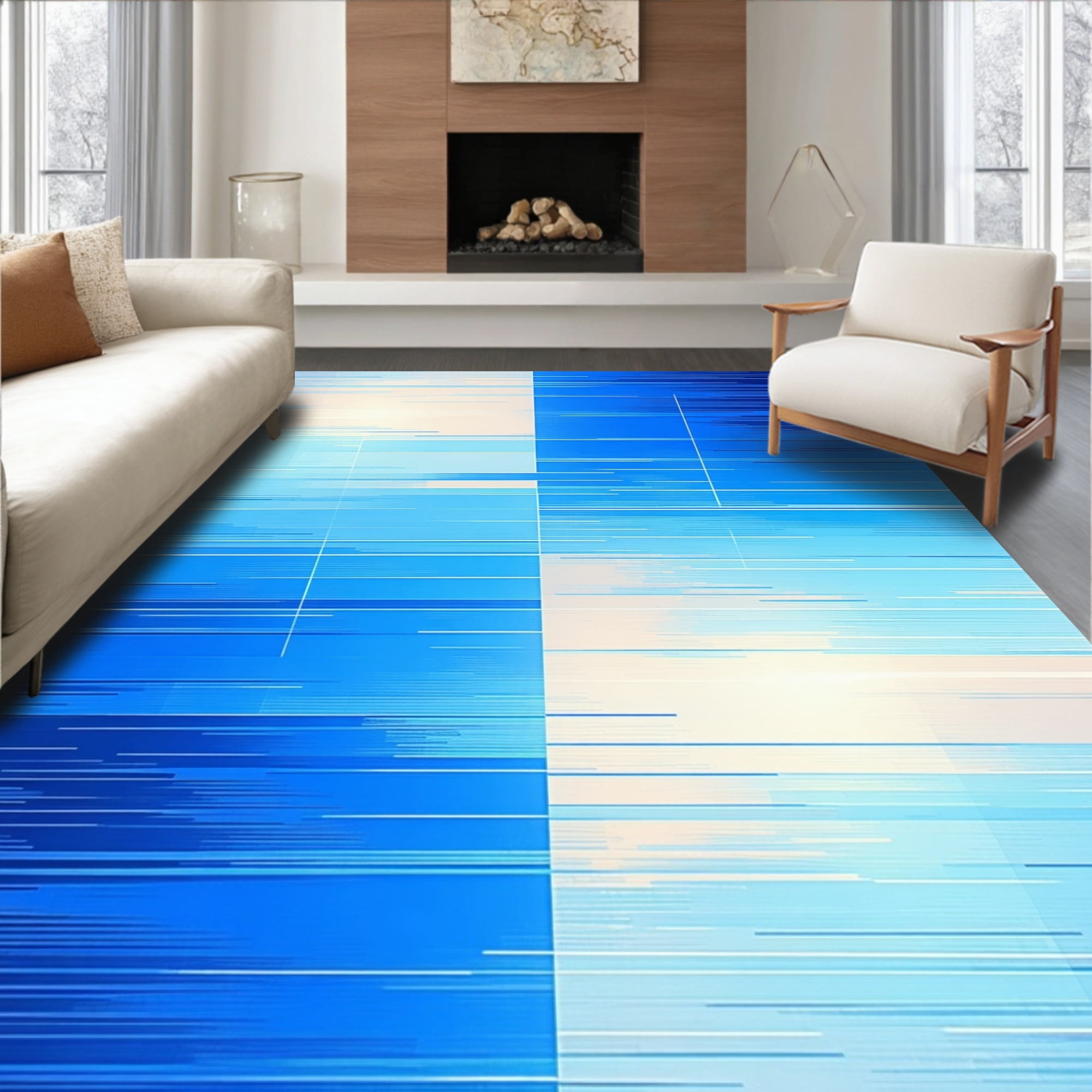 ODIKA 4'x6' Machine Washable Non-Slip Area Rug, Contemporary Light ...