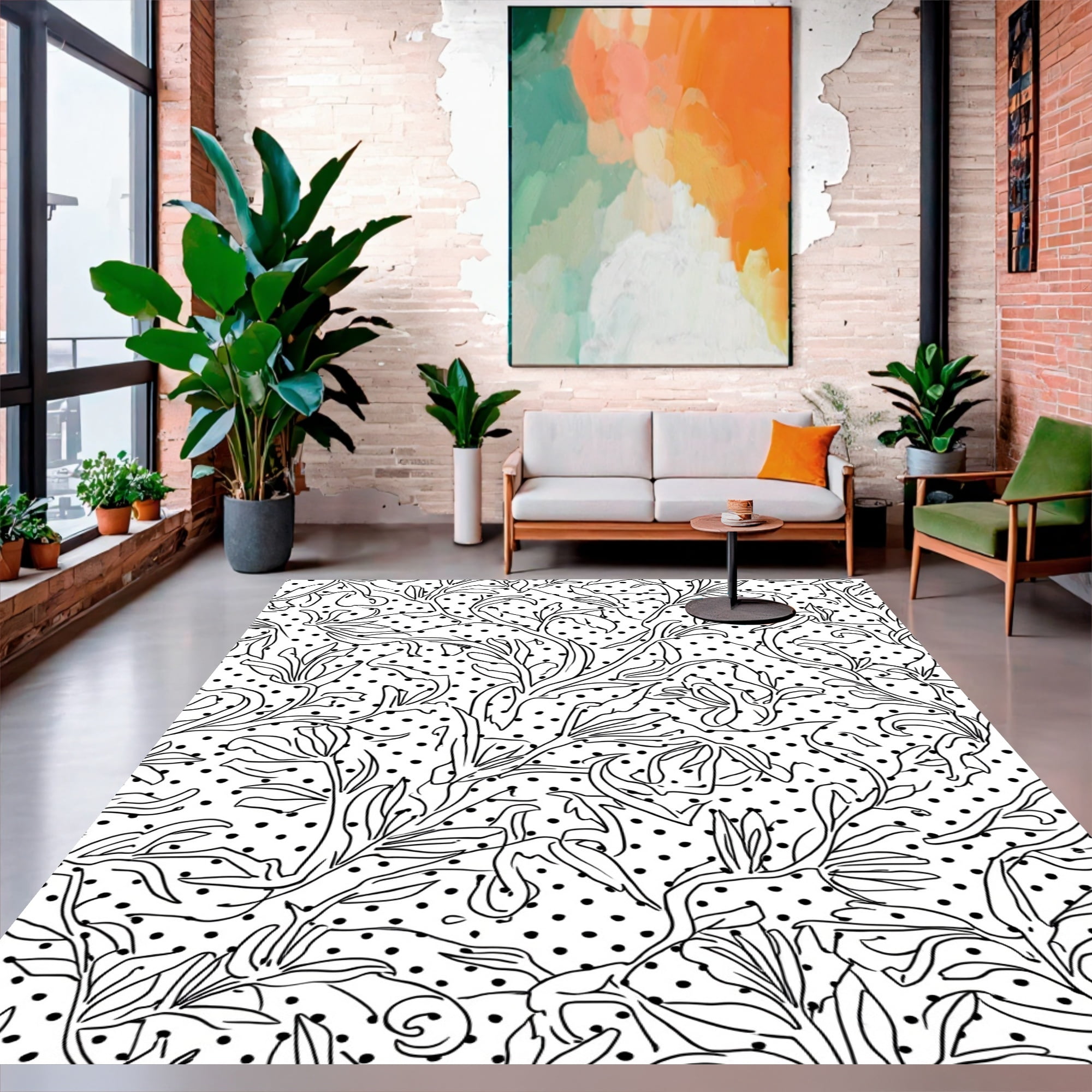 ODIKA 2'x3' Machine Washable Non-Slip Area Rug, Contemporary Monochrome ...