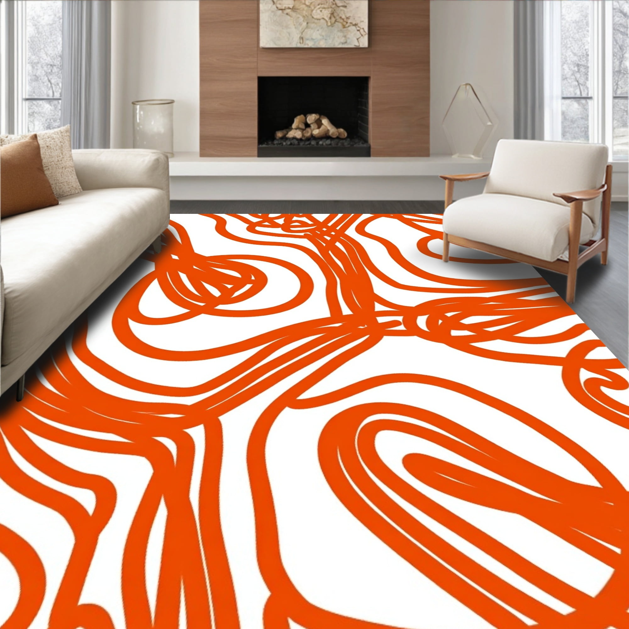 Flatwoven High Traffic Area Rug, Contemporary Ripple Effect with ...