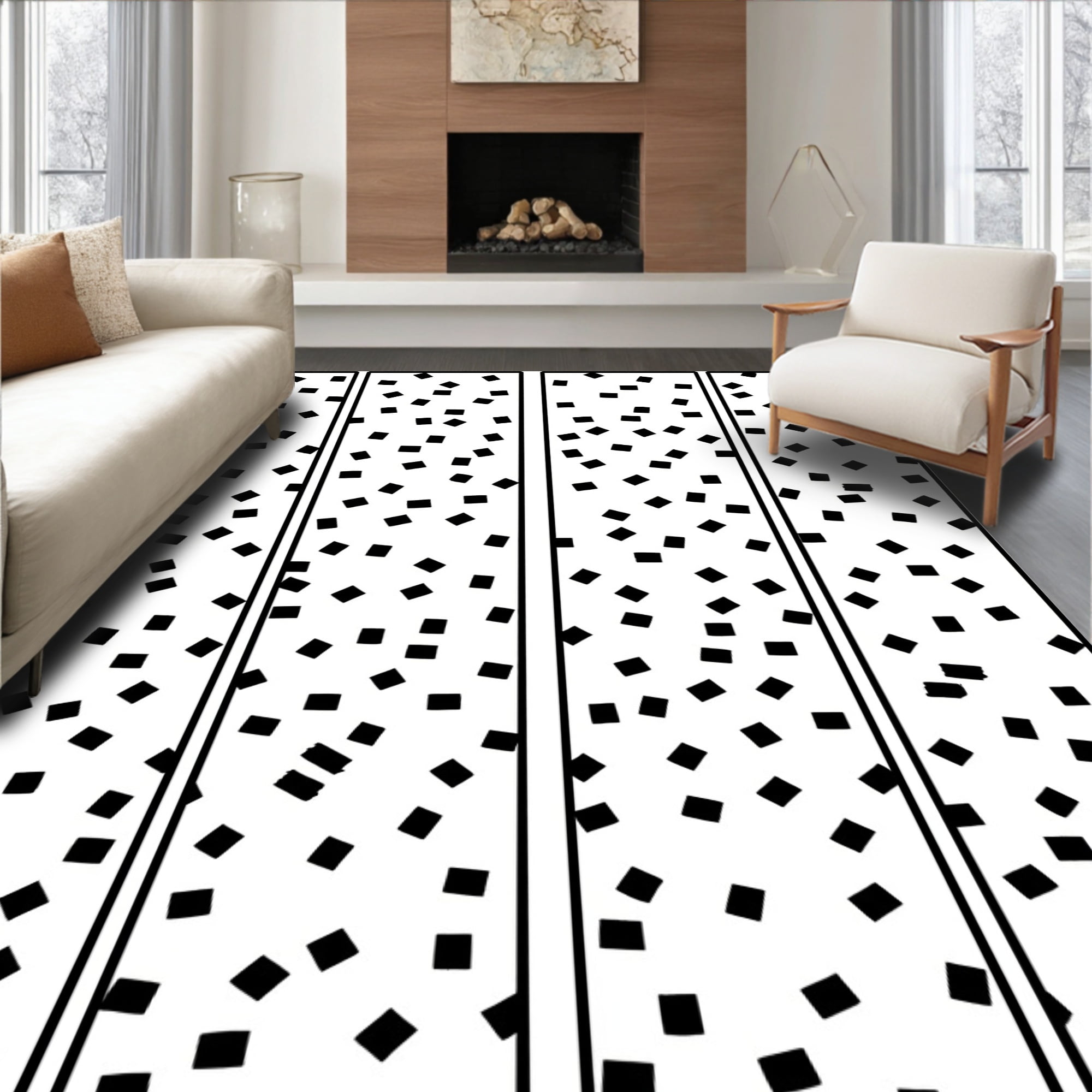 Flatwoven High Traffic Area Rug, Contemporary Spotted Motif with ...