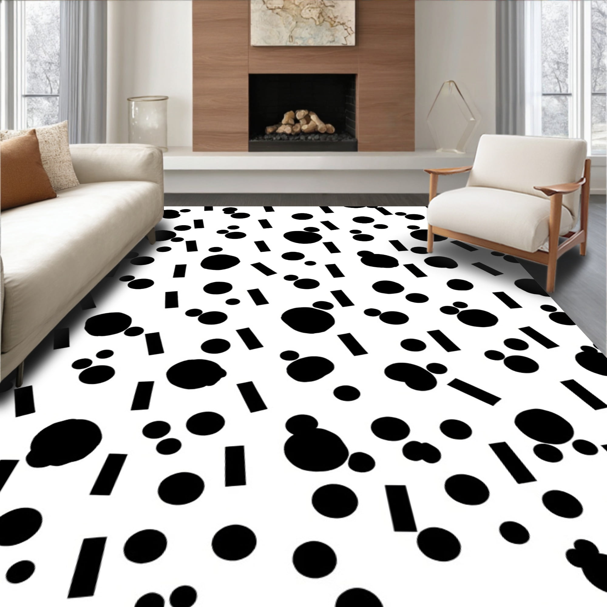 Flatwoven High Traffic Area Rug, Contemporary Spotted Motif, Non Slip ...