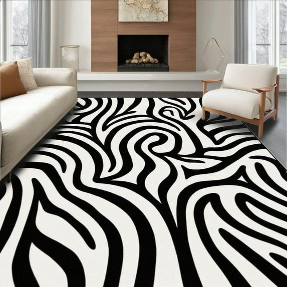 Flatwoven High Traffic Area Rug, Contemporary Zebra Patterned Area with ...
