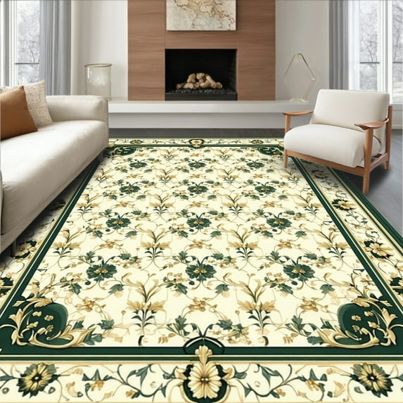 Flatwoven High Traffic Area Rug, Cozy Round with Ornate Interlocking ...