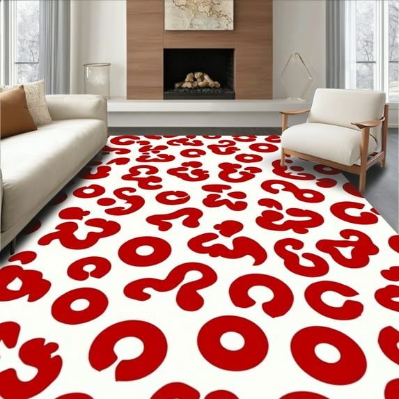 Flatwoven High Traffic Area Rug, Crimson Leopard Spots Artistic Throw ...