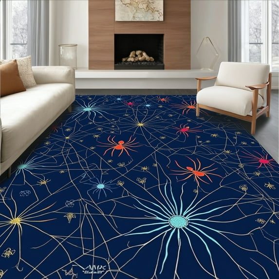 Flatwoven High Traffic Area Rug, Curious Critters Web With Artful ...