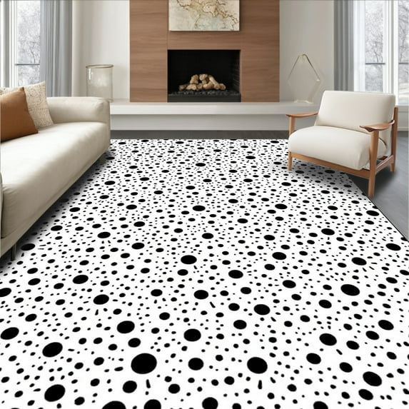 Flatwoven High Traffic Area Rug, Dalmatian Splash Floor Covering, Non ...
