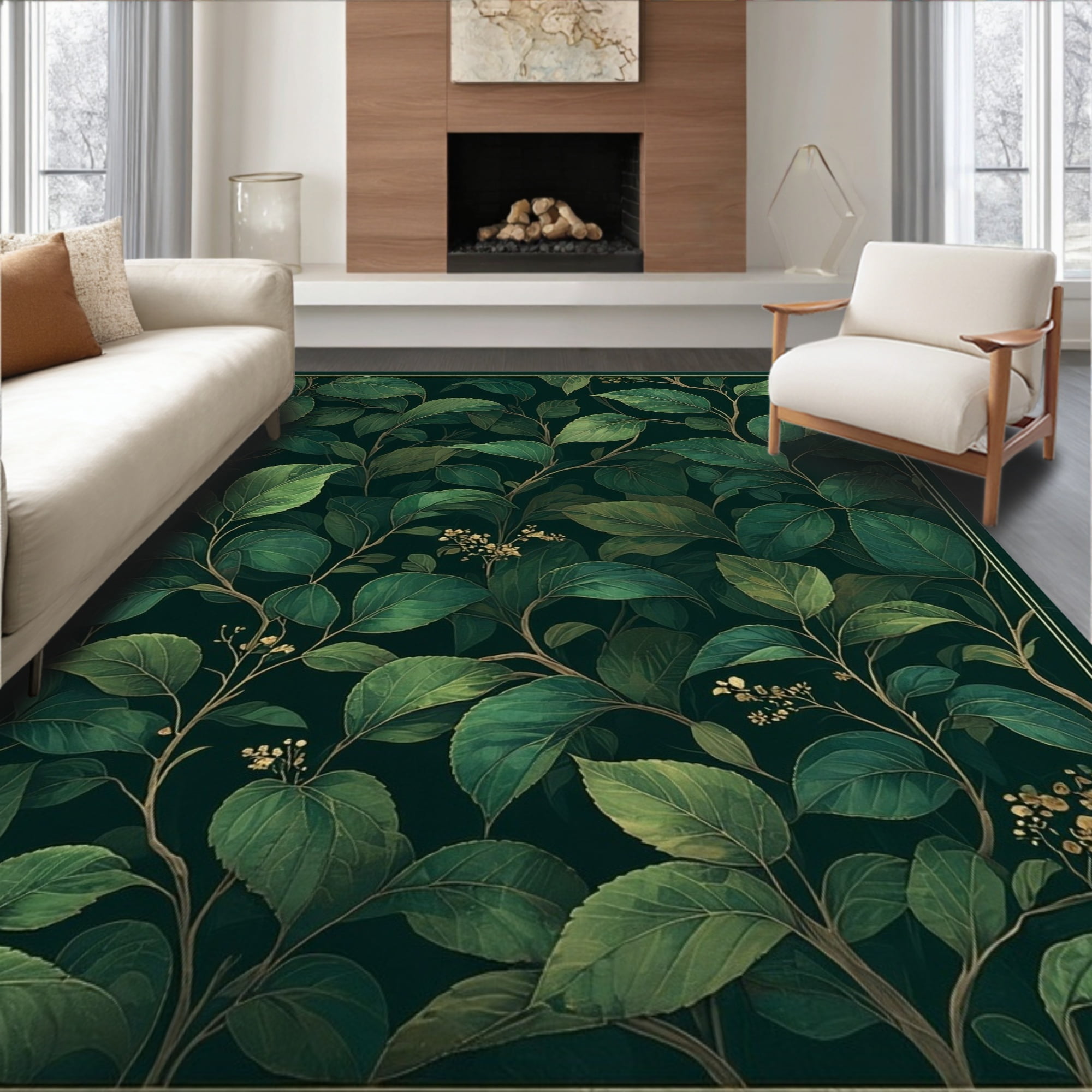 ODIKA 6'x9' Machine Washable Non-Slip Area Rug, Dark Academia Botanical ...