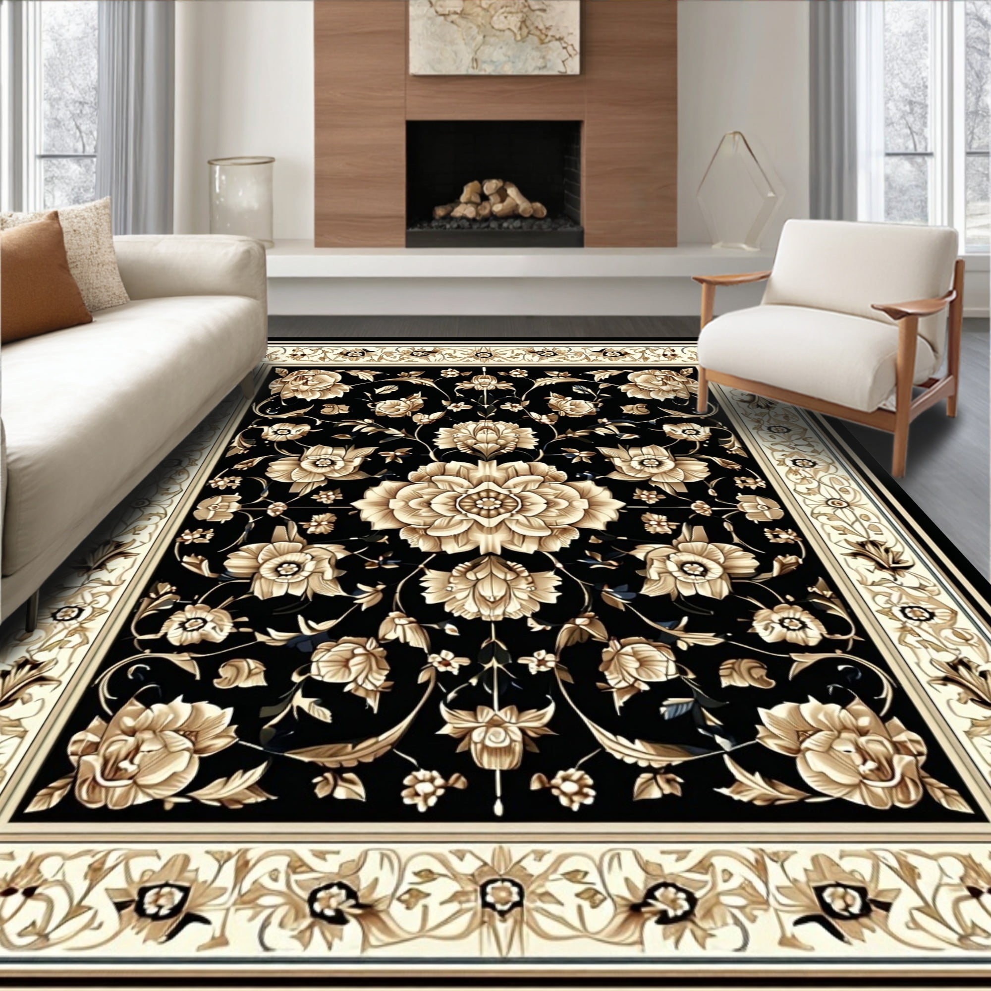 ODIKA 4'x6' Machine Washable Non-Slip Area Rug, Dark Academia Themed ...
