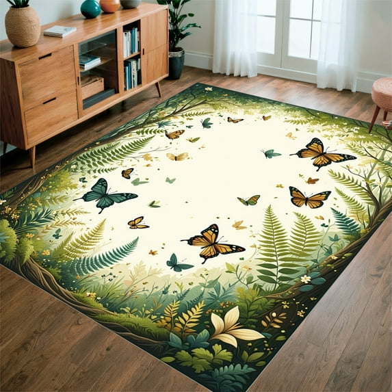 Flatwoven High Traffic Area Rug, Delicate Floral Insect Medley ...