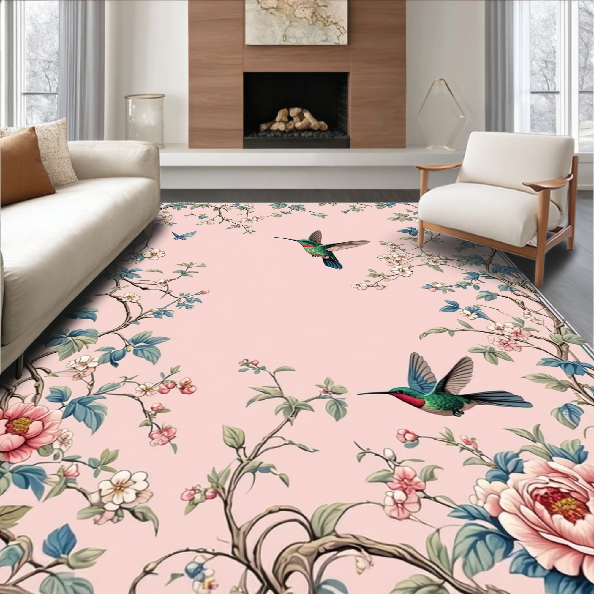 Flatwoven High Traffic Area Rug, Delicate Wildflower Medley with ...