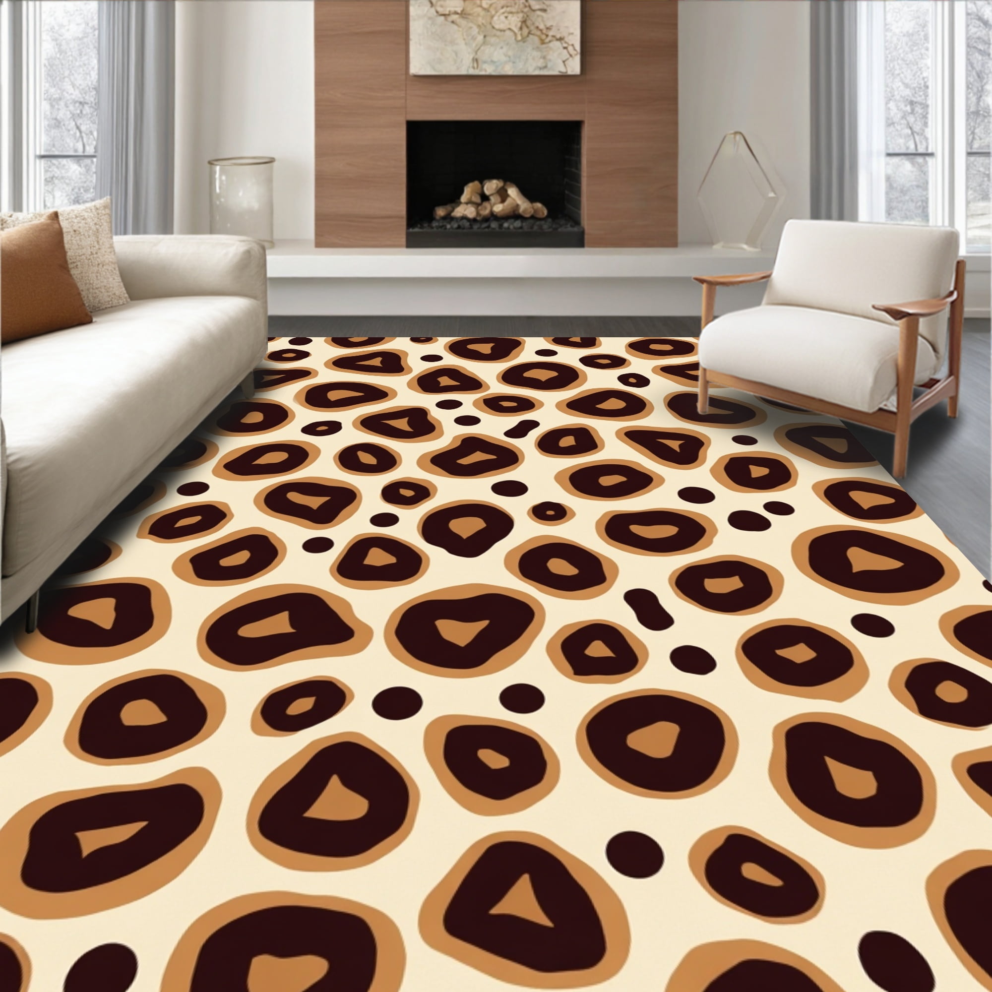 Flatwoven High Traffic Area Rug, Desert Stalk Print with Stylized ...