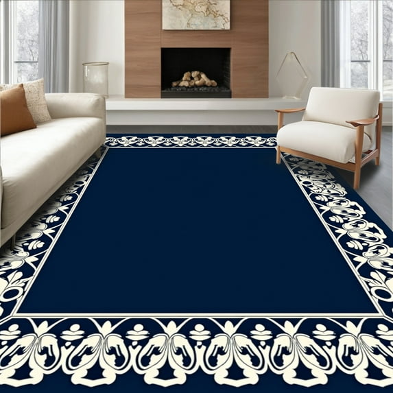 Flatwoven High Traffic Area Rug, Dotted Floral Frame with Delicate ...