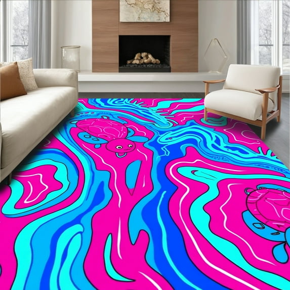 Flatwoven High Traffic Area Rug, Dreamy Ocean Life Featuring Playful ...