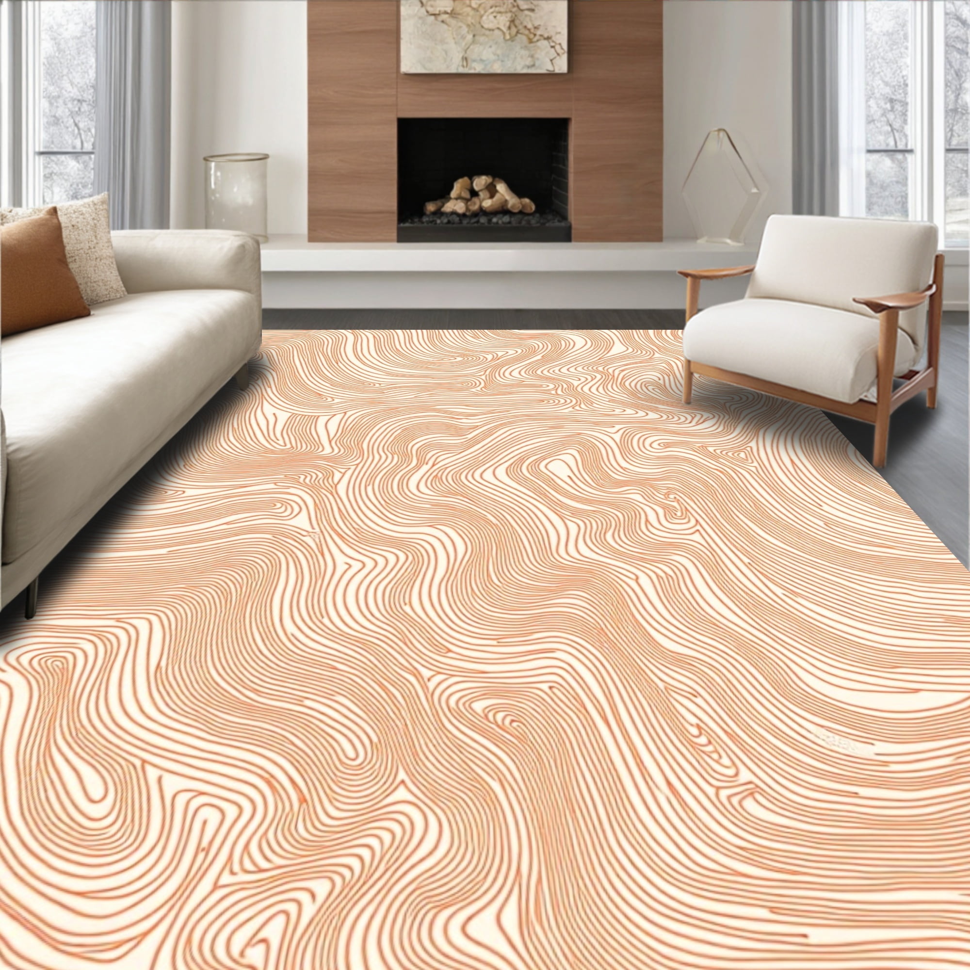 Flatwoven High Traffic Area Rug, Dynamic Abstract Ribbon with Flowing ...