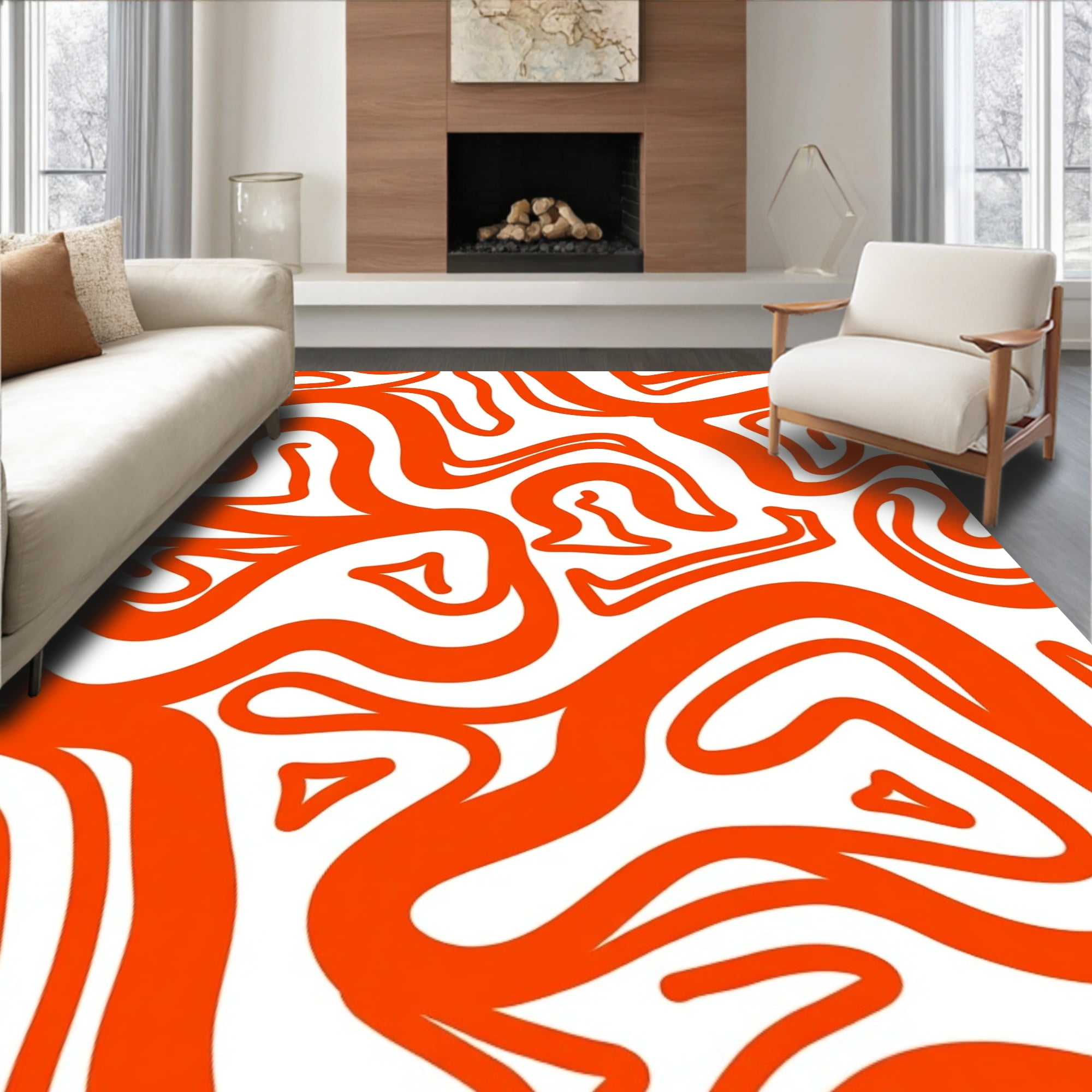 Flatwoven High Traffic Area Rug, Dynamic Abstract Swirl Design with ...