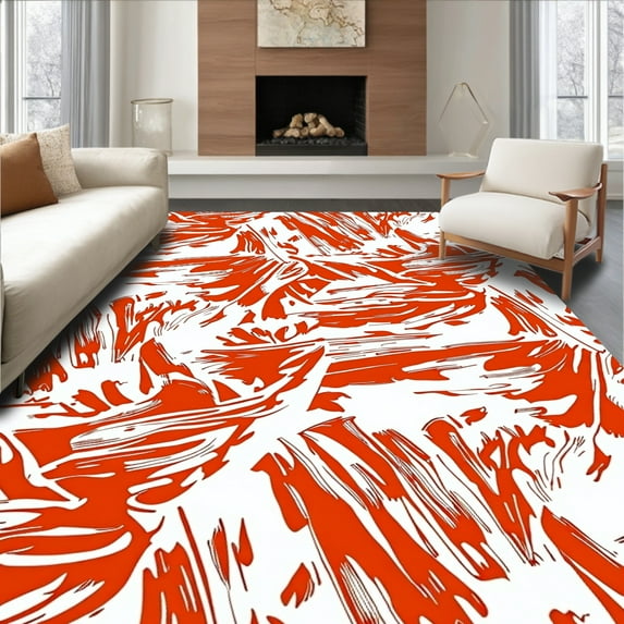 Flatwoven High Traffic Area Rug, Dynamic Brushstroke Abstract Motif ...