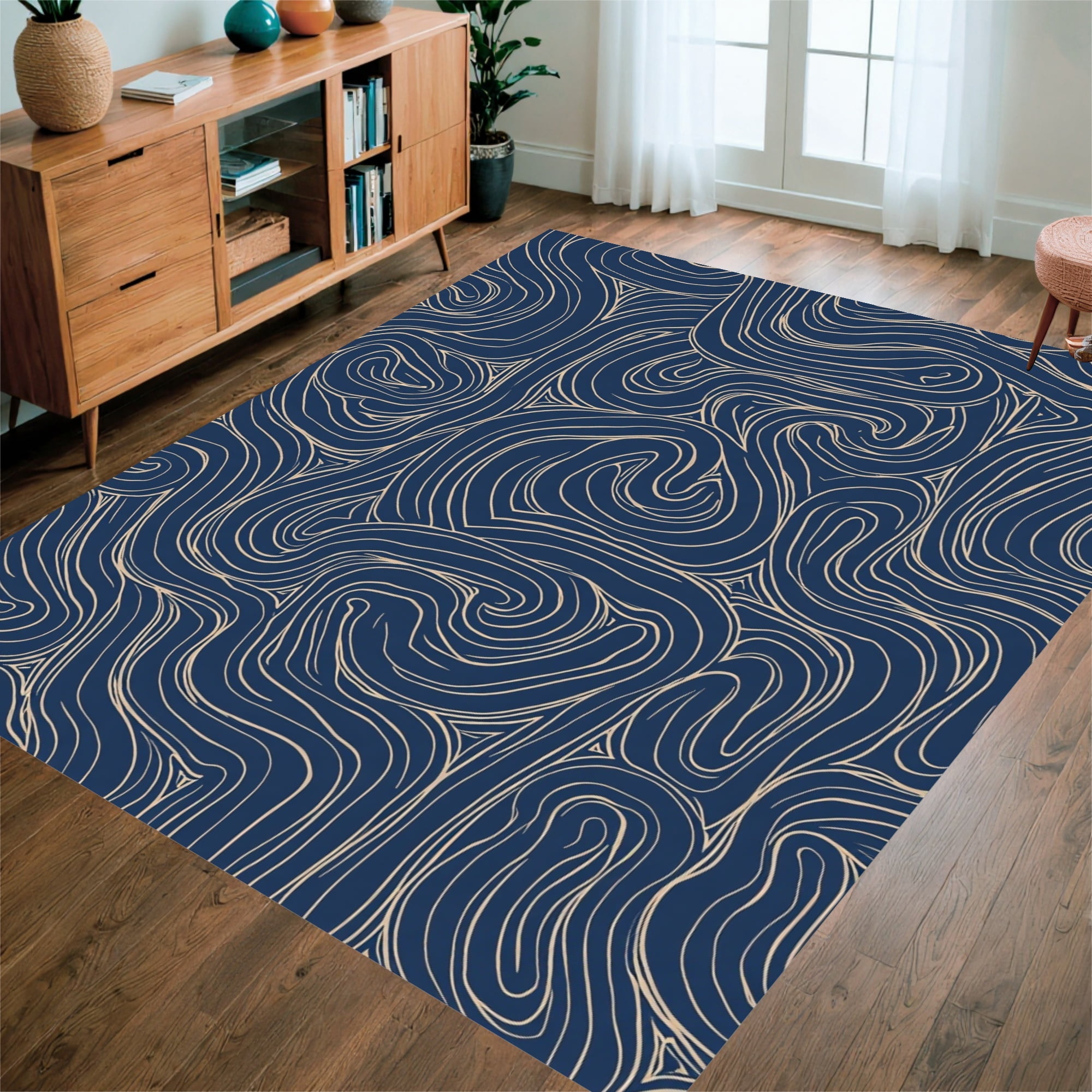 Flatwoven High Traffic Area Rug, Dynamic Fishing Net with Overlapping ...